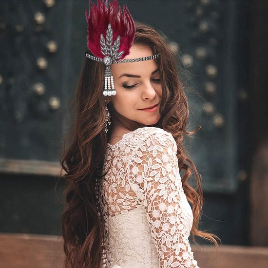 Hoofdband Jaren '20 Stijl met Veren en Kristallen - Flapper Accessoire ...