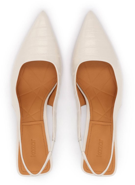 Natural leather slingback pumps in a shade of broken white | bol