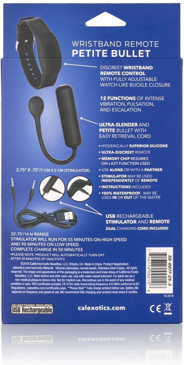 CalExotics - Wristband Remote Petite Bullet - Eggs / Bullets Zwart ...