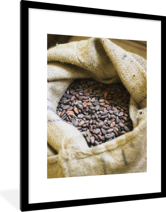 Fotolijst incl. Poster - Jutezak gevuld met cacaobonen uit Ghana ...