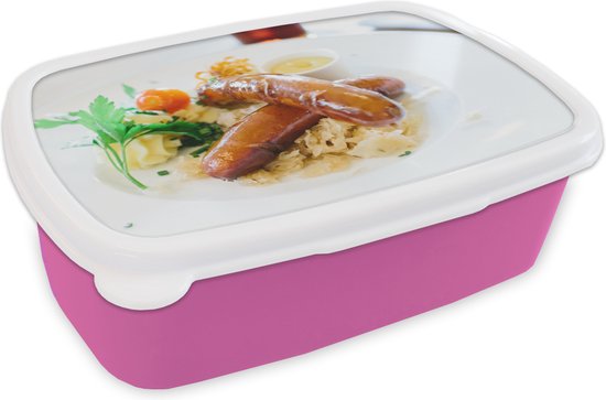 Lunch box Rose - Lunch box - Boîte à pain - Une assiette blanche avec 2 ...