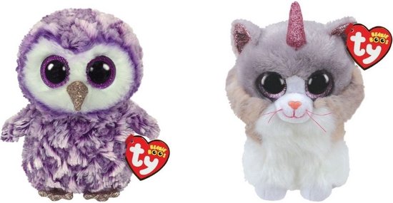 Ty - Knuffel - Beanie Boo's - Moonlight Owl & Asher Cat | bol.com