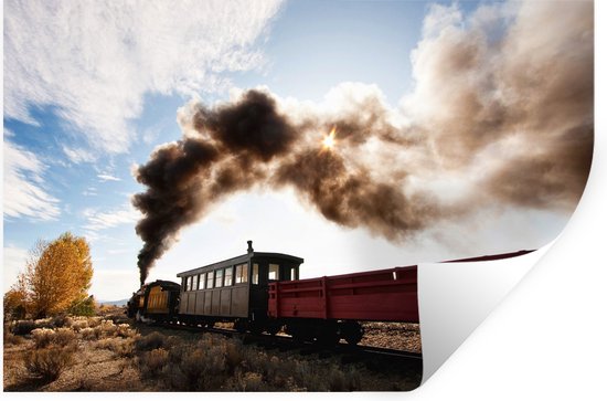 Muurstickers - Sticker Folie - Veel stoom boven de stoomlocomotief ...