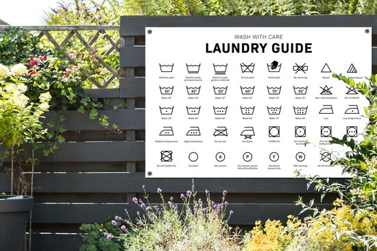 Tuinposter Wassymbolen - Waslabels - Wasvoorschriften - 130x80 cm ...
