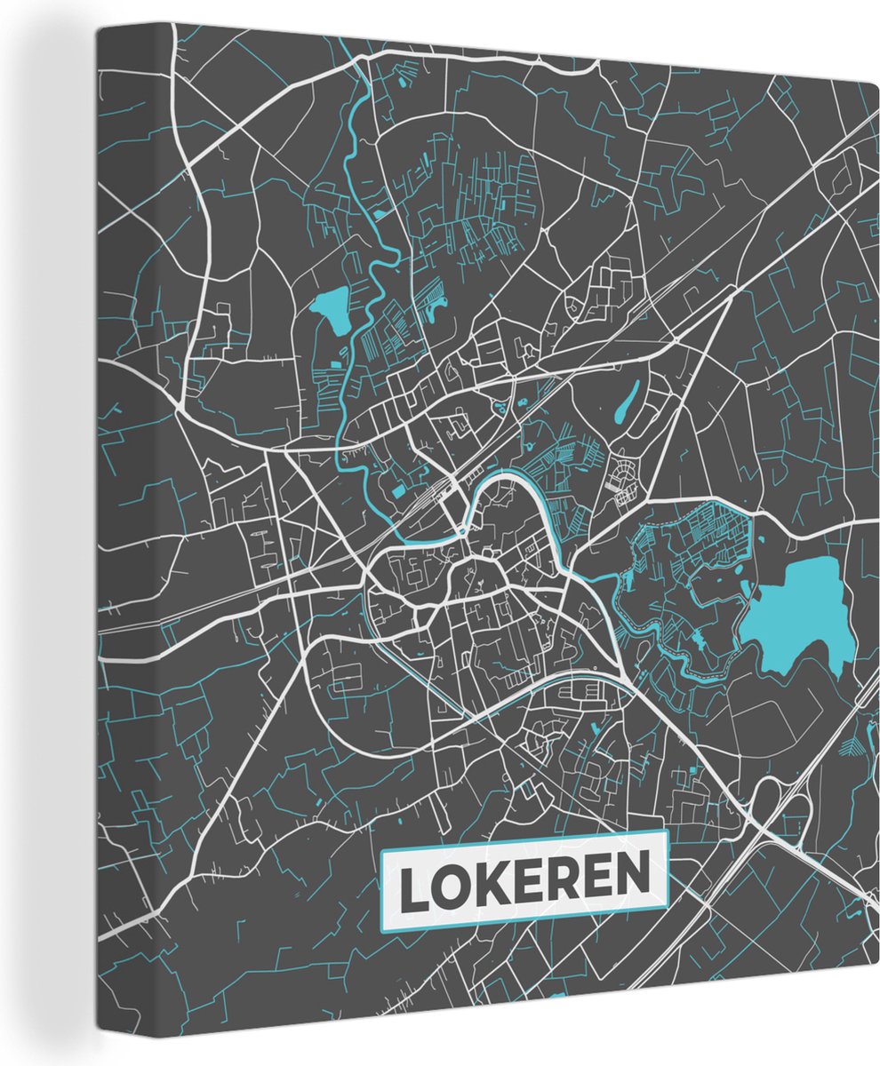 Peinture sur Toile City Map - Grijs - Carte - Lokeren - België - Carte ...