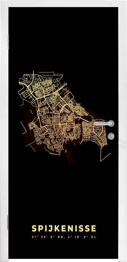 Deursticker Plattegrond - Kaart - Spijkenisse - Stadskaart - 80x205 cm ...
