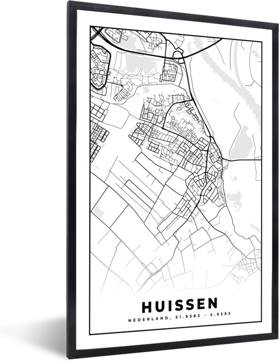 Fotolijst incl. Poster - Plattegrond - Huissen - Stadskaart - Kaart ...