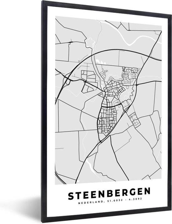Fotolijst incl. Poster - Nederland - Kaart - Stadskaart - Steenbergen ...