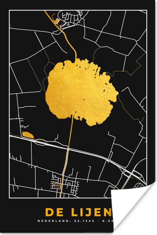 Poster Kaart - Plattegrond - Stadskaart - Nederland - De Lijen - 60x90 ...