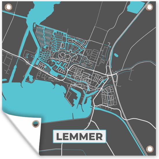 Tuin poster Lemmer - Blauw - Kaart - Stadskaart - Plattegrond - 200x200 ...
