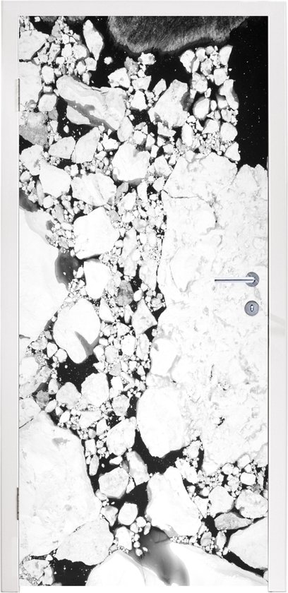 ijsschotsen in het water - zwart wit Deursticker | bol