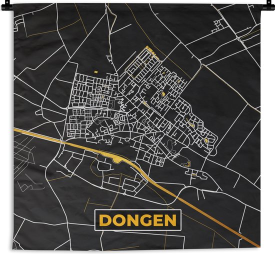 Wandkleed - Wanddoek - Dongen - Stadskaart - Goud - Plattegrond - Kaart ...