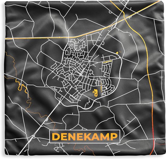 Kussenhoes 40x40 cm - Plattegrond - Denekamp - Goud - Kaart ...