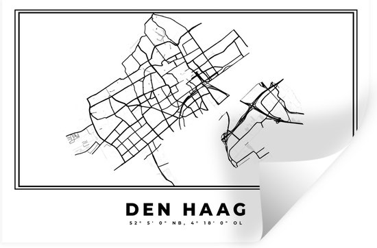 Muurstickers - Sticker Folie - Stadskaart – Zwart Wit - Kaart – Den ...