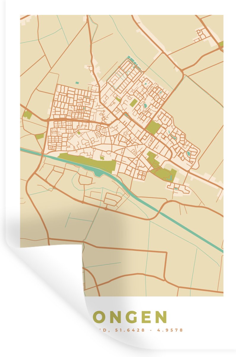 Muurstickers - Dongen - Kaart - Plattegrond - Stadskaart - 80x120 cm ...