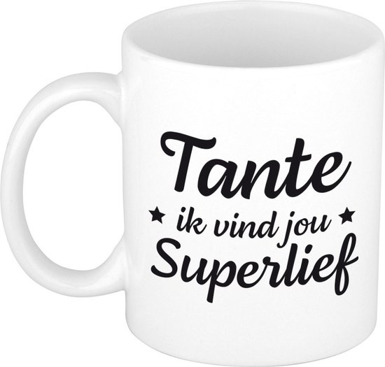 Tante ik vind jou super lief cadeau koffiemok / theebeker wit - Cadeau mok | bol