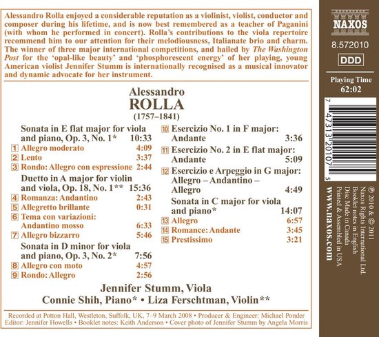 Jennifer Stumm, Liza Ferschtman, Connie Schih - Rolla: Viola Sonatas ...