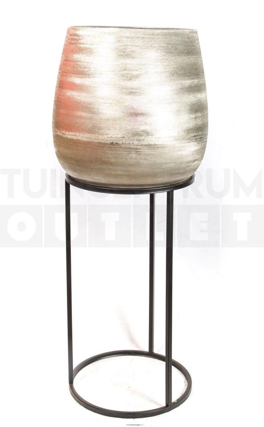 Planttafel cachet 43 zwart + Karakter planter Silver ø41cm | bol