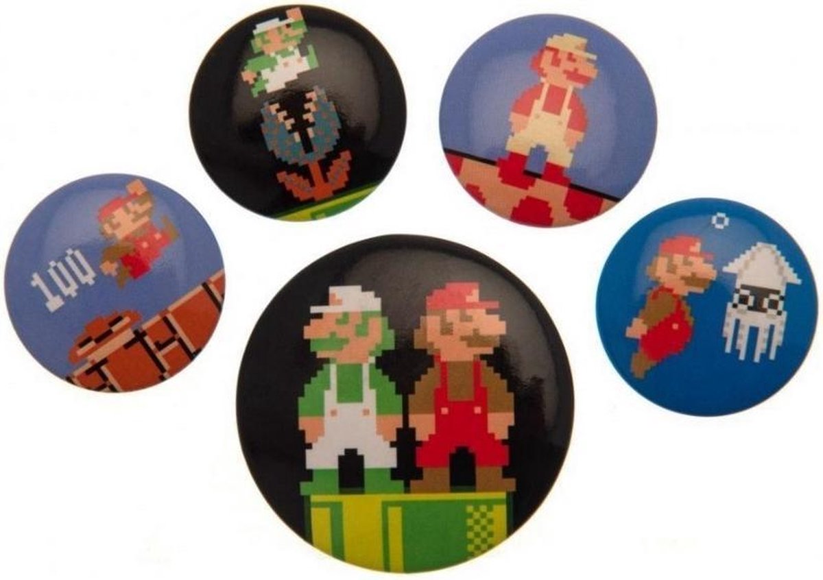 Super Mario Badge Set - Pack of 5 - Multicoloured | bol.com