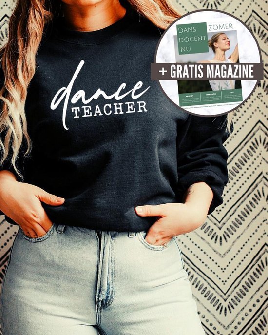 Iconic® sweater Dance teacher - zwart | DforDance dancewear | bol