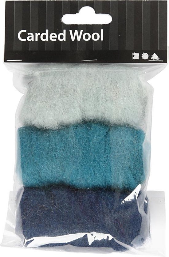 Gekaarde Wol, blauw harmonie, 3x10 gr/ 1 doos | bol