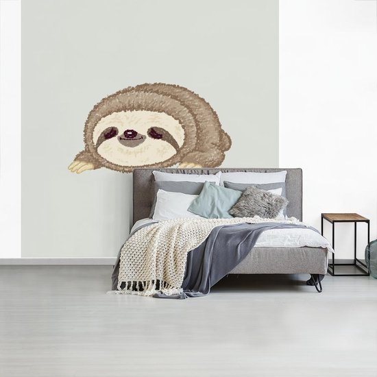 Behang - Fotobehang Kinderillustratie van een slapende luiaard ...