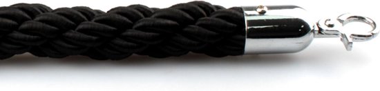 Koord voor afzetpaal | Zwart - 150cm | Gedraaid | Sluiting: Chroom ...