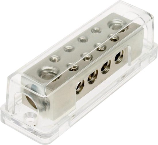 Power distribution block (silver) 2x50 mm² in / 8x10 mm out | bol