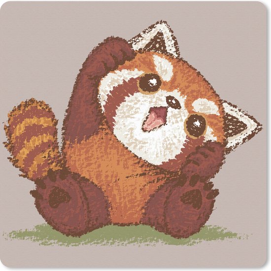 Muismat - tekening van een vrolijke rode panda - 20x20 | bol.com