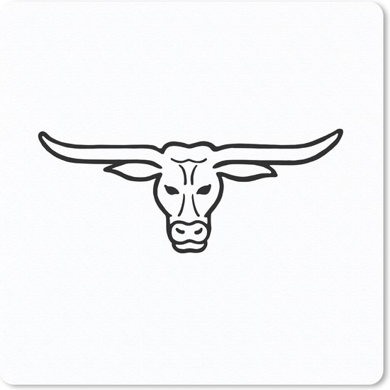 Muismat - Een enkellijnige tekening van het een koe - 20x20 cm - | bol