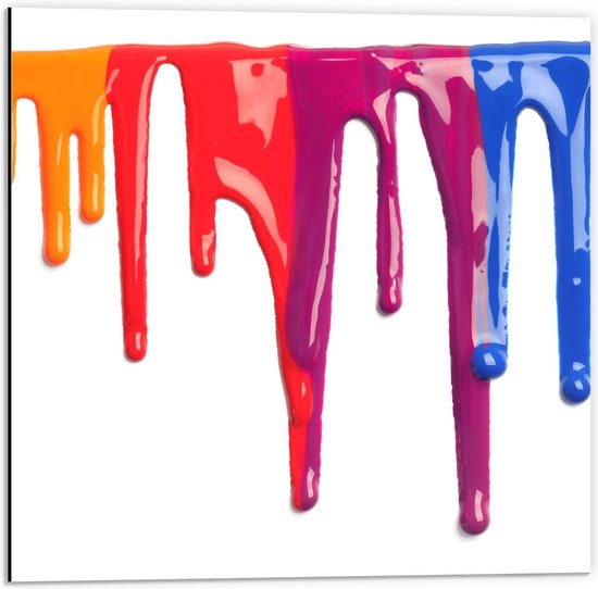 Dibond - Druppels Verf - 50x50cm Foto op Aluminium (Wanddecoratie van ...