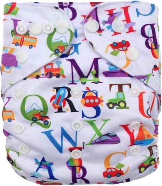 Wasbare luier Bababoe / Pocket luier - met luier inlegger / Alfabet ...