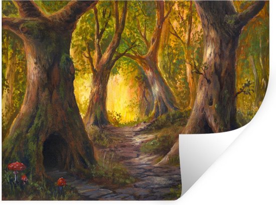 Sticker Muursticker Illustration Forêts et arbres - illustration forêt ...