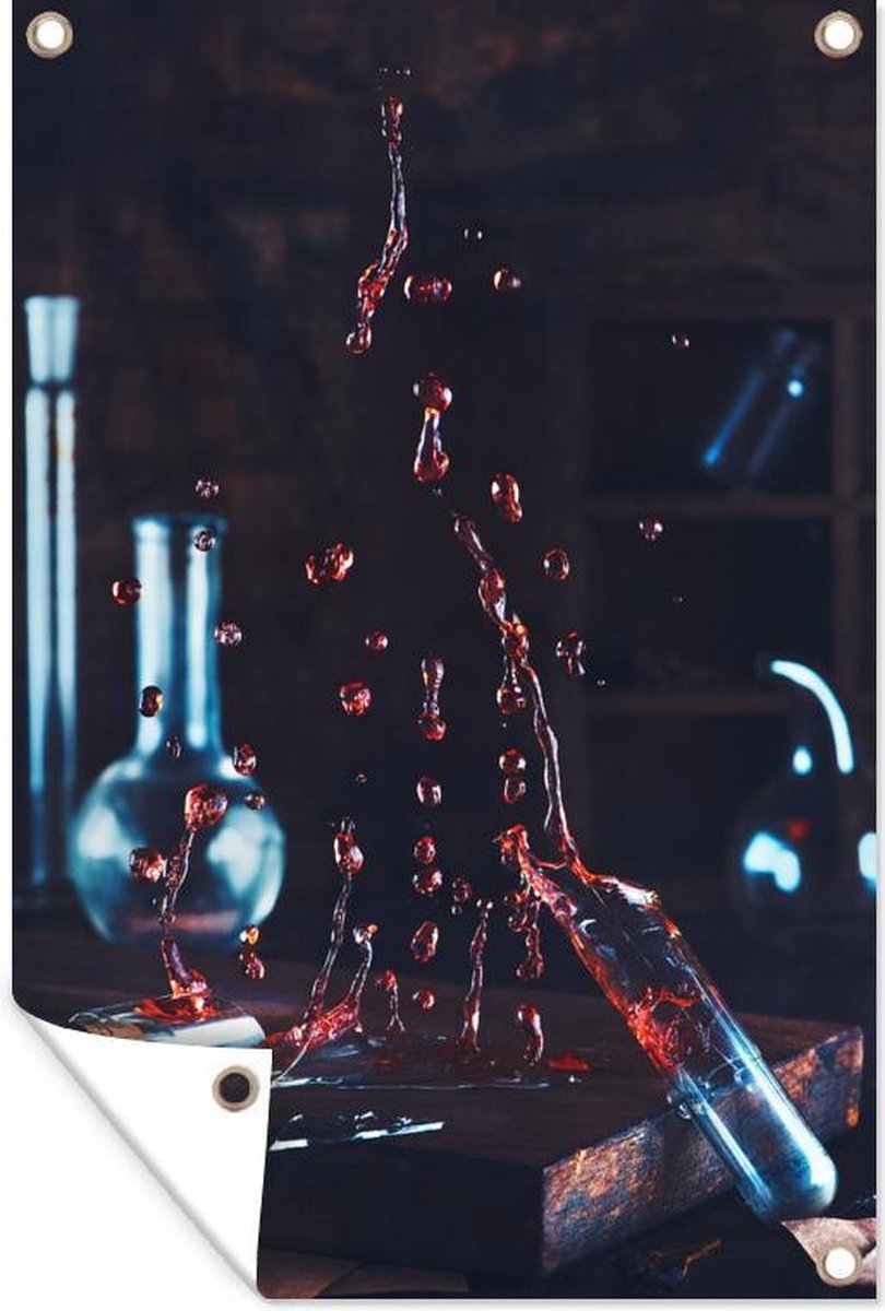 Chute d'éprouvette avec affiche de jardin liquide rouge toile en vrac ...