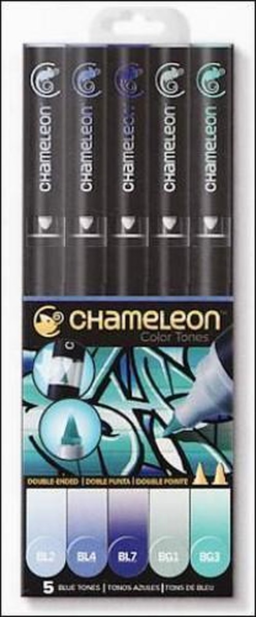 Set 5 Chameleon stiften, blauwe tinten | bol