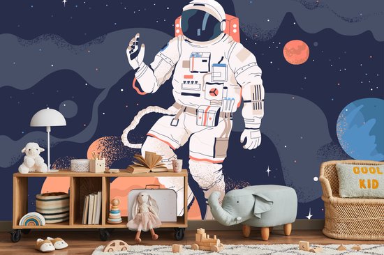 Fotobehang Astronaut In De Ruimte En Planeten - Vliesbehang - 208 x 146 ...