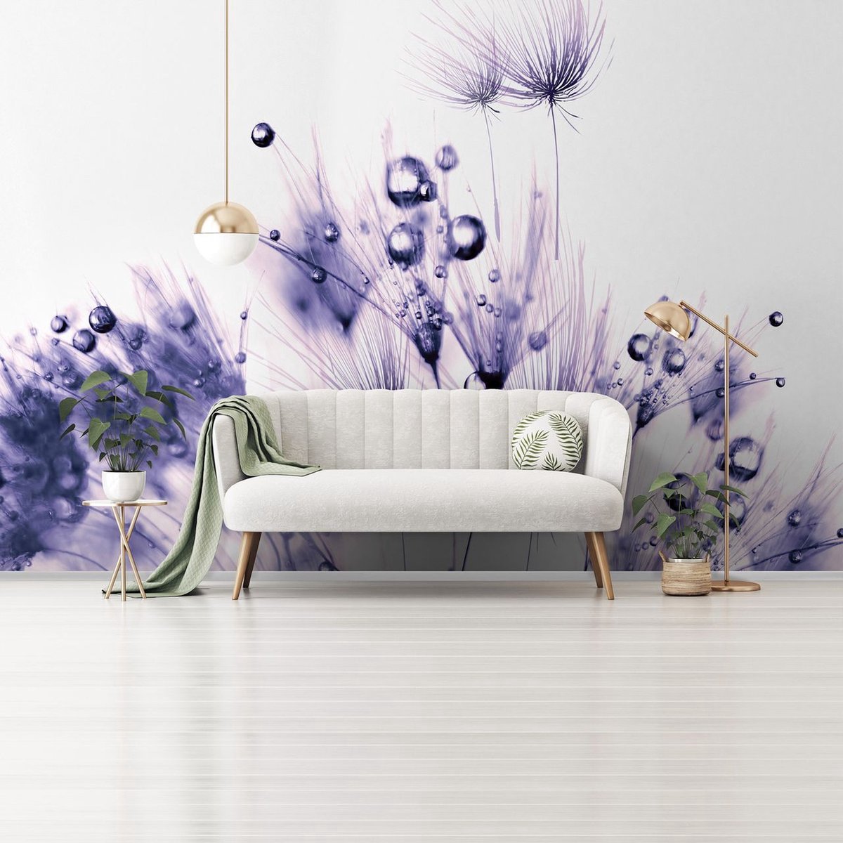 Fotobehang - Vlies Behang - Paarse Bloemenkunst - 312 x 219 cm | bol.com