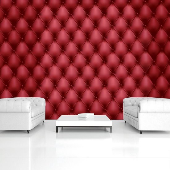 Fotobehang - Vlies Behang - Rood Gewatteerd Patroon - 416 x 254 cm | bol