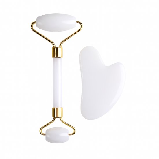 S4H Witte Jade Gezichtsroller & Gua Sha Set | bol