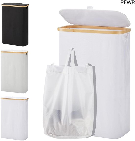 RFWR® Wasmand met Deksel - 48 Liter Smal en Opvouwbaar met Waszak ...