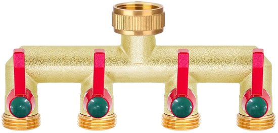 4-weg waterverdeler - messing - geschikt voor tuinslang - 1 stuk | bol