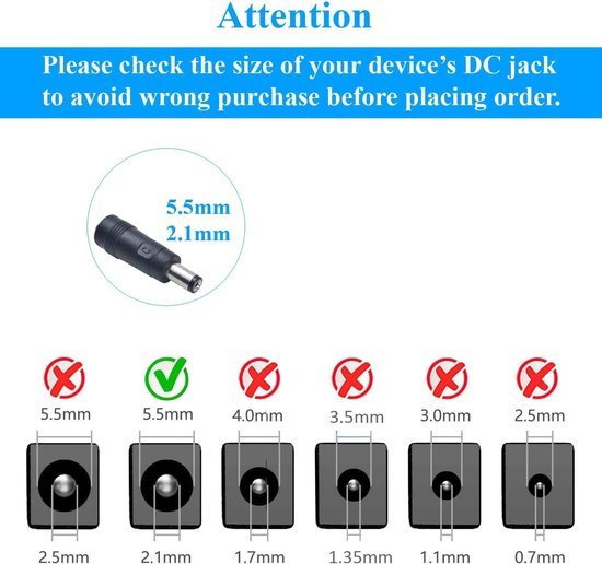 DC 9V 0.5A 500mA Power Adapter - Plug 5.5mm x 2.1mm - Center Positive ...