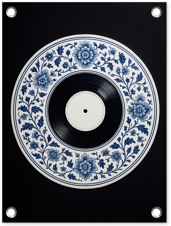Tuinposter 30x40 cm - Tuindecoratie Vinyl - LP - Delfts Blauw - Muziek - Poster voor... | bol