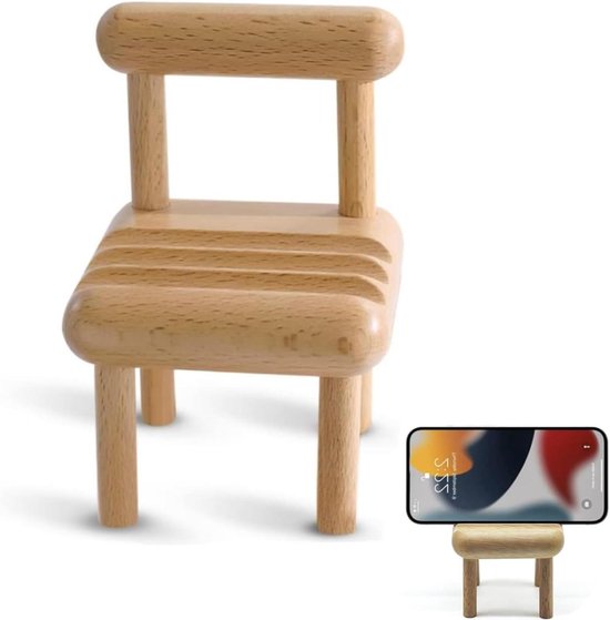 Allecto Plus - Houten mobiele telefoonhouder met kruk voor smartphones ...
