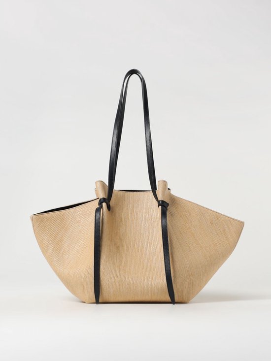 Straw Tote Bag with Leather Straps Wo - Natural Shoulder Bags | bol