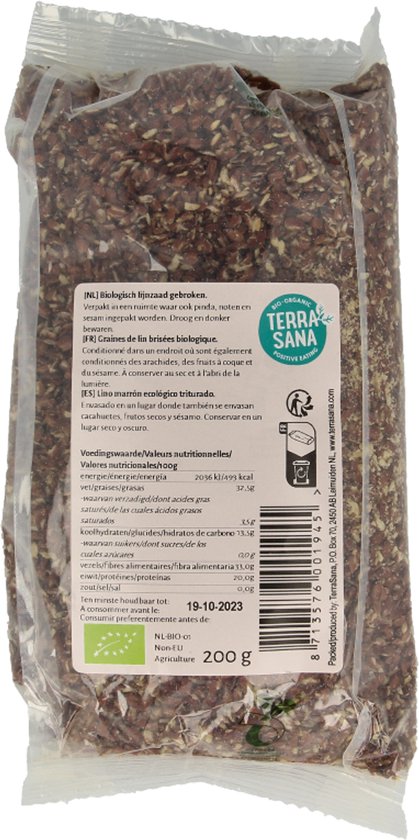 TerraSana Lijnzaad gebroken bio 200 Gram | bol