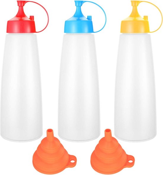 JGS Premium - 3 Knijpflessen 500 Ml met schroefdop voor Ahornsiroop ...