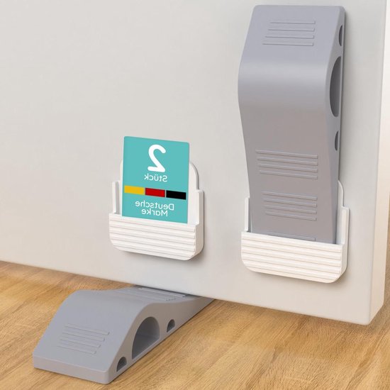 Deurstopper wig rubber antislip met houder - grijs | bol