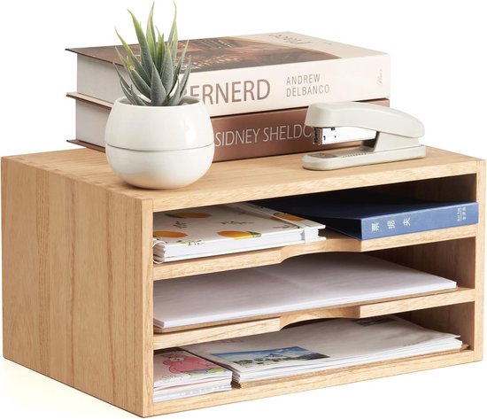 Houten Bureau Document Organizer met 3 Vakken | bol