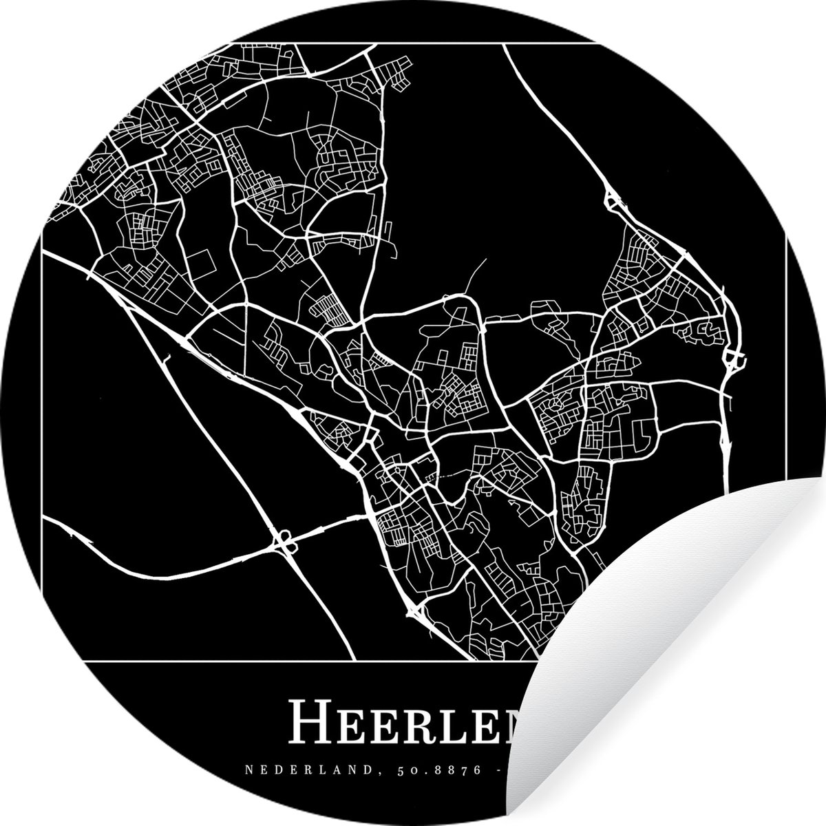 Wallpaper Circle - City Map - Heerlen - Map - Floor Plan - 80x80 cm ...